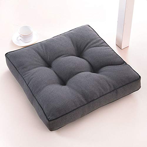 ZXCC Square Cotton Linen Patio Chair Cushions, Solid Seat Pads Thick Floor Cushion Outdoor Pillow Car Seat Pad Pillow for Office Car Kids Dining-Dark Gray 40x40cm(16x16inch)