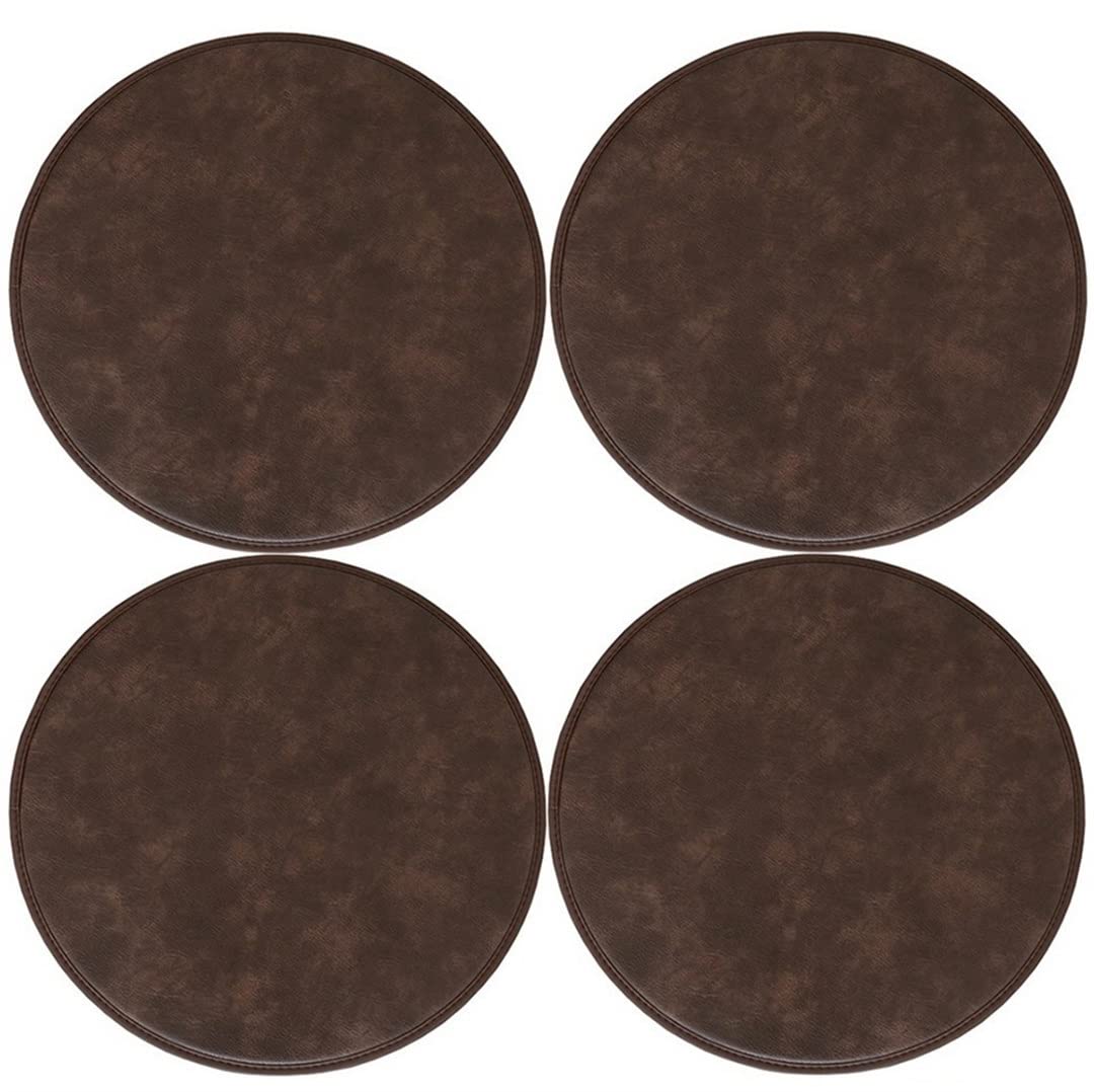 ETULLE Round Stool Chair Pads for Kitchen Dining Seat Cushions 1/2/4 Packs Leather Non-Slip Pads High Stool Chairs Pad Bistro Bar Waterproof Seat (Color : Mocha Brown, Size : 35cm*4packs)