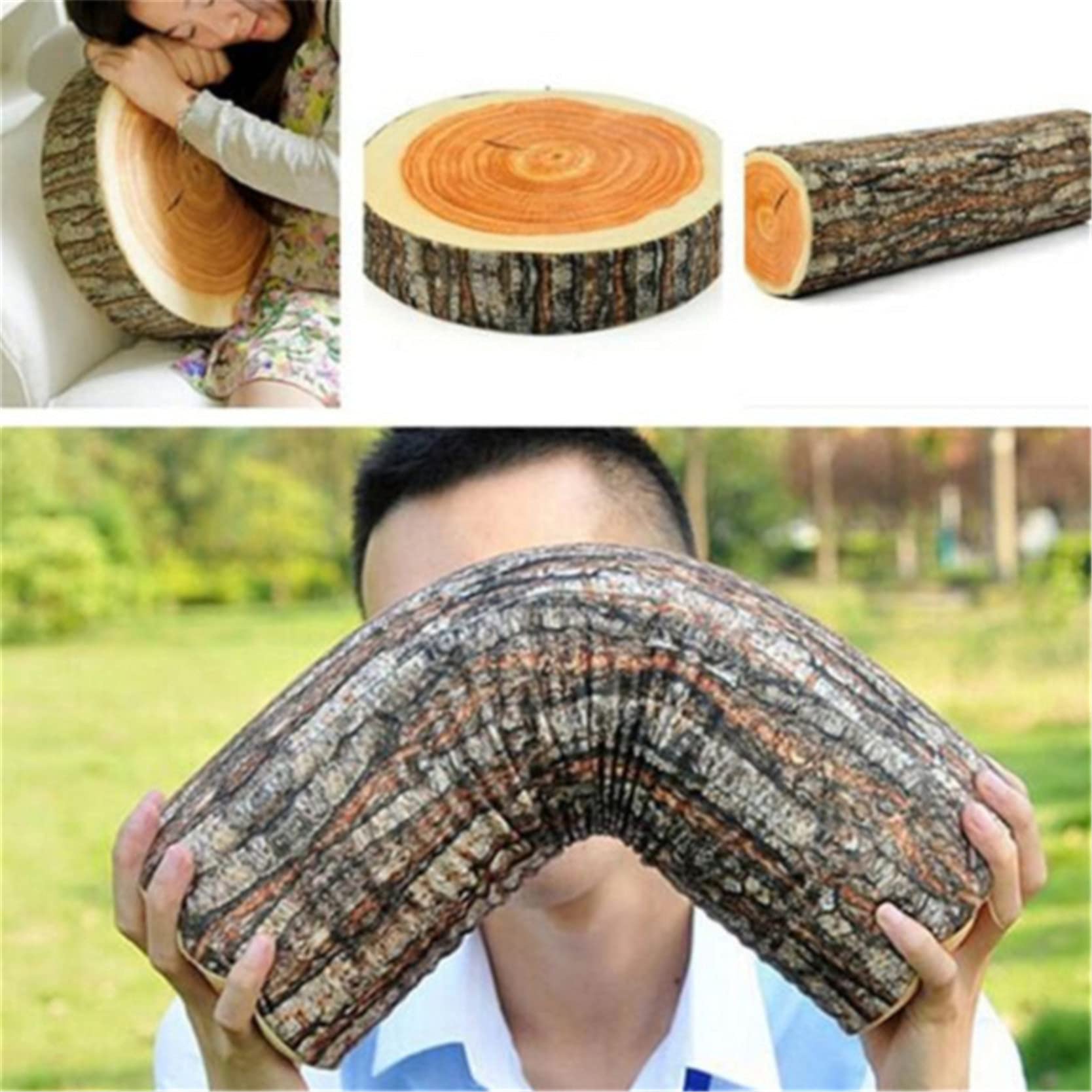 HUANGXM Creative Natural Woods Design Log Soft Chair Cushion Pillows Round Woods Grain Stump Shaped Decorative Cushions(1#)