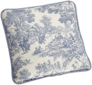 ellis curtain victoria park toile logan gingham check reversible toss pillow, blue