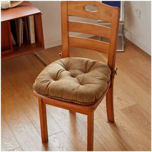 Thick Chair Pad for Dining Chairs,Soft Seat Cushion with Ties Non Slip Dining Chair Cushion, Velvet Chair Seat Cushion (Color : Khaki, Size : 38 * 40cm)