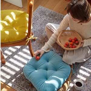 Thick Chair Pad for Dining Chairs,Soft Seat Cushion with Ties Non Slip Dining Chair Cushion, Velvet Chair Seat Cushion (Color : Khaki, Size : 38 * 40cm)