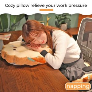 Toast Travel Pillow Seat Cushion Cute Plush Back Cushion Chair Pad Super Soft Washable nap Pillow for Car, Sofa and Bedroom, Squint Smile