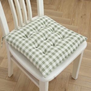 waghaixax 16 inch x16 buffalo-checked plaid dining chairs cushions, soft seat pads set cotton filled square cushion chair for kitchen room office, with ties (green, 2)