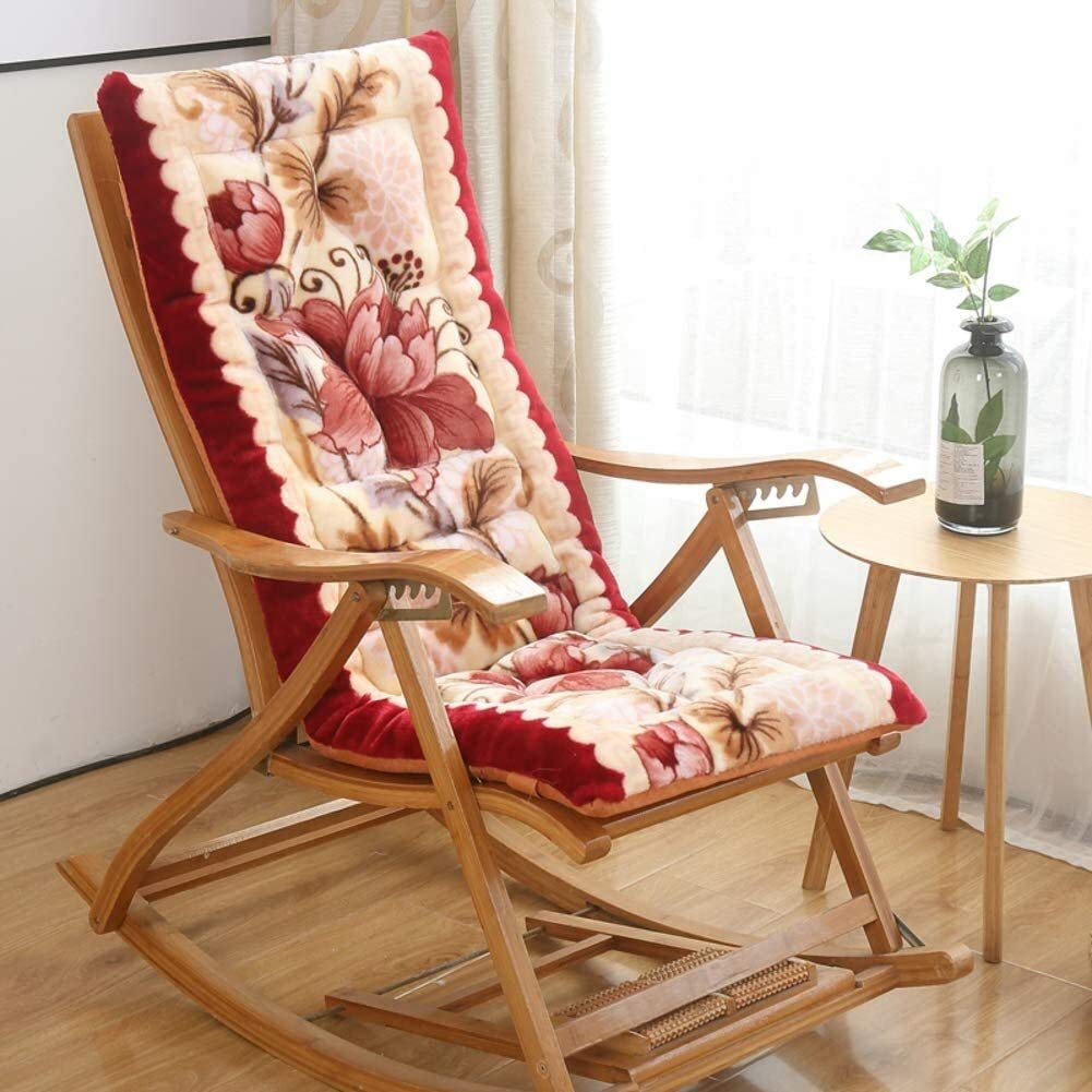 TYHZ Chair Cushion Rocking Chair Cushion,Thicken Folding One-Piece Wicker Chair Seat Pad,not-Slip Detachable Washable Swivel Rocker Chair Mat Chair Pad (Color : E, Size : 48x120cm(19x47inch))