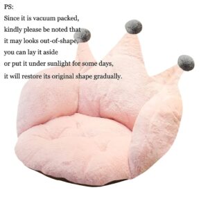 Soft Fluffy Crown Chair Seat Cushion Office Home Princess Couch Armchair Seat Pad Cushion Cute Warm Cozy Sofa Seat Back Hip Support Pillow (Pink)