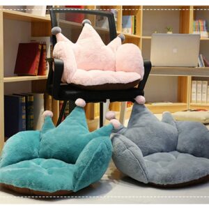 Soft Fluffy Crown Chair Seat Cushion Office Home Princess Couch Armchair Seat Pad Cushion Cute Warm Cozy Sofa Seat Back Hip Support Pillow (Pink)