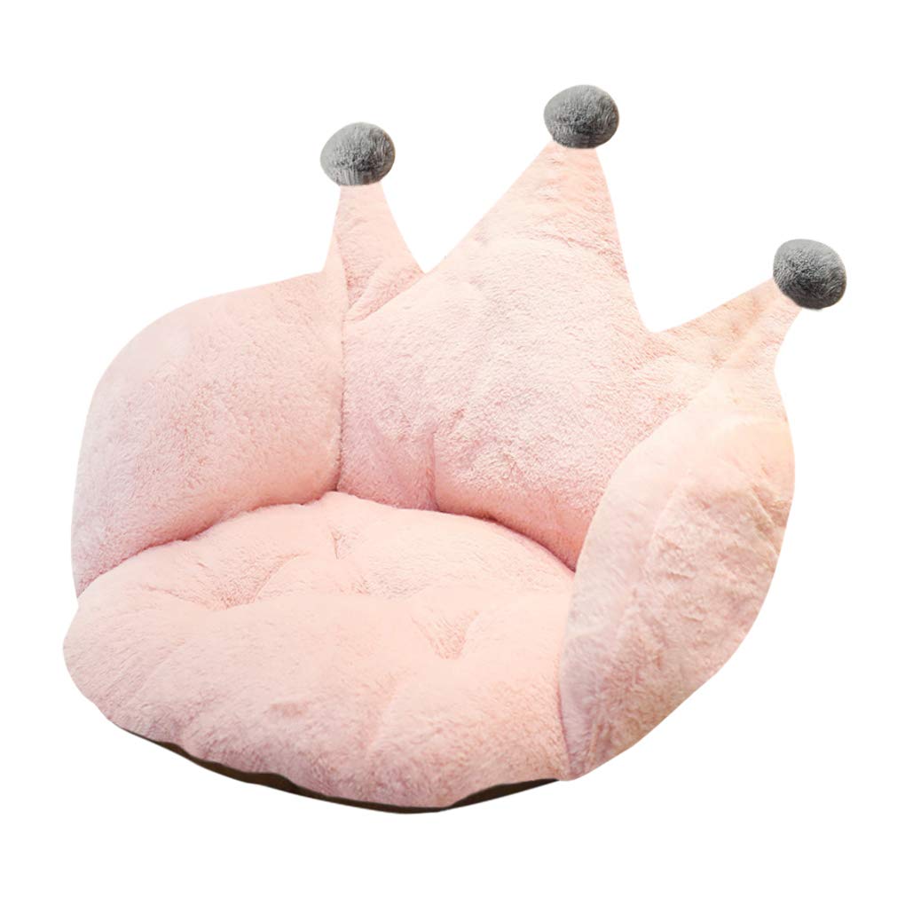 Soft Fluffy Crown Chair Seat Cushion Office Home Princess Couch Armchair Seat Pad Cushion Cute Warm Cozy Sofa Seat Back Hip Support Pillow (Pink)