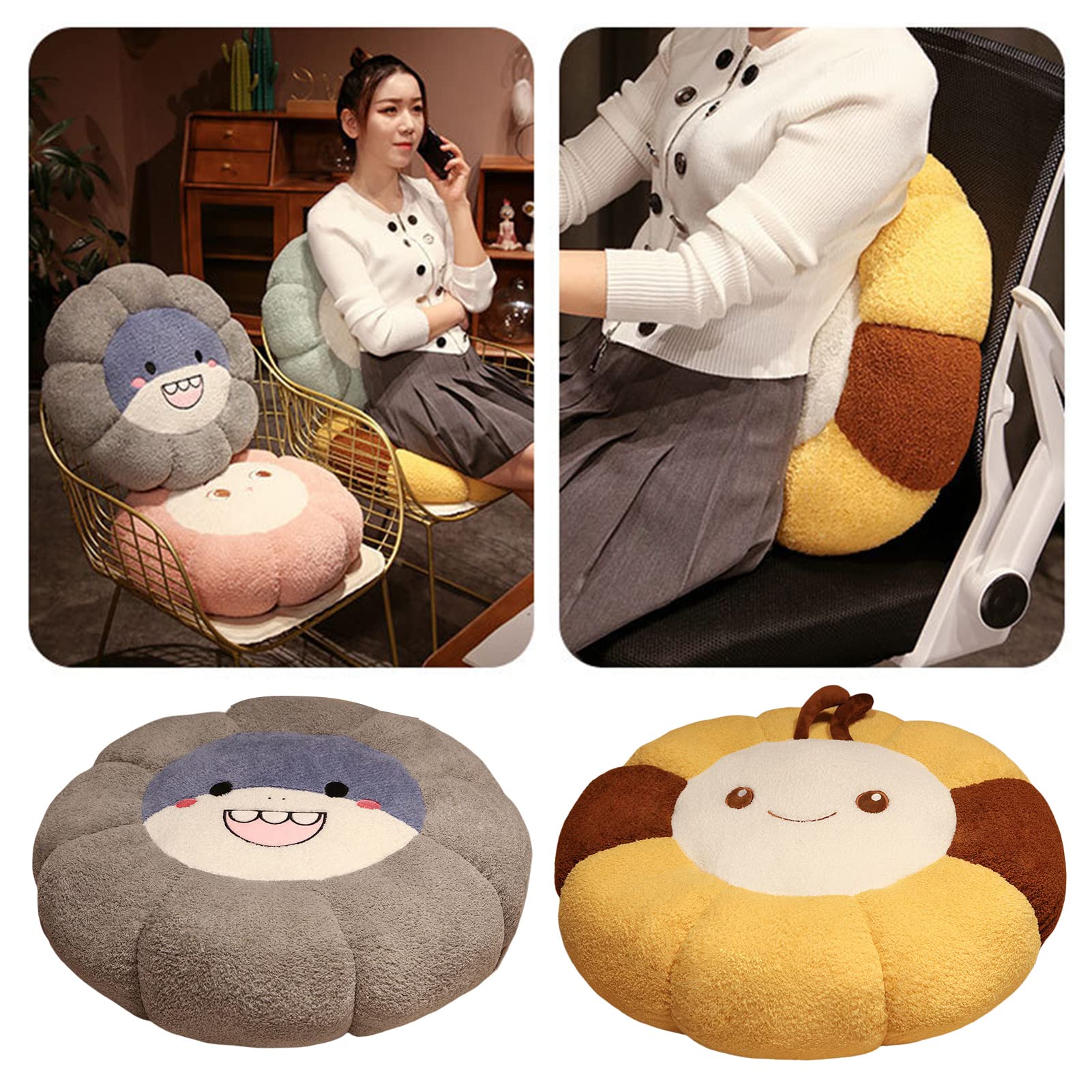 Seat Cushion, Chair Cushion Soft High Elastic Supportable PP Cotton Winter Plush Cute Animal Cushion Home Decoration for Car (17.72", Pink)