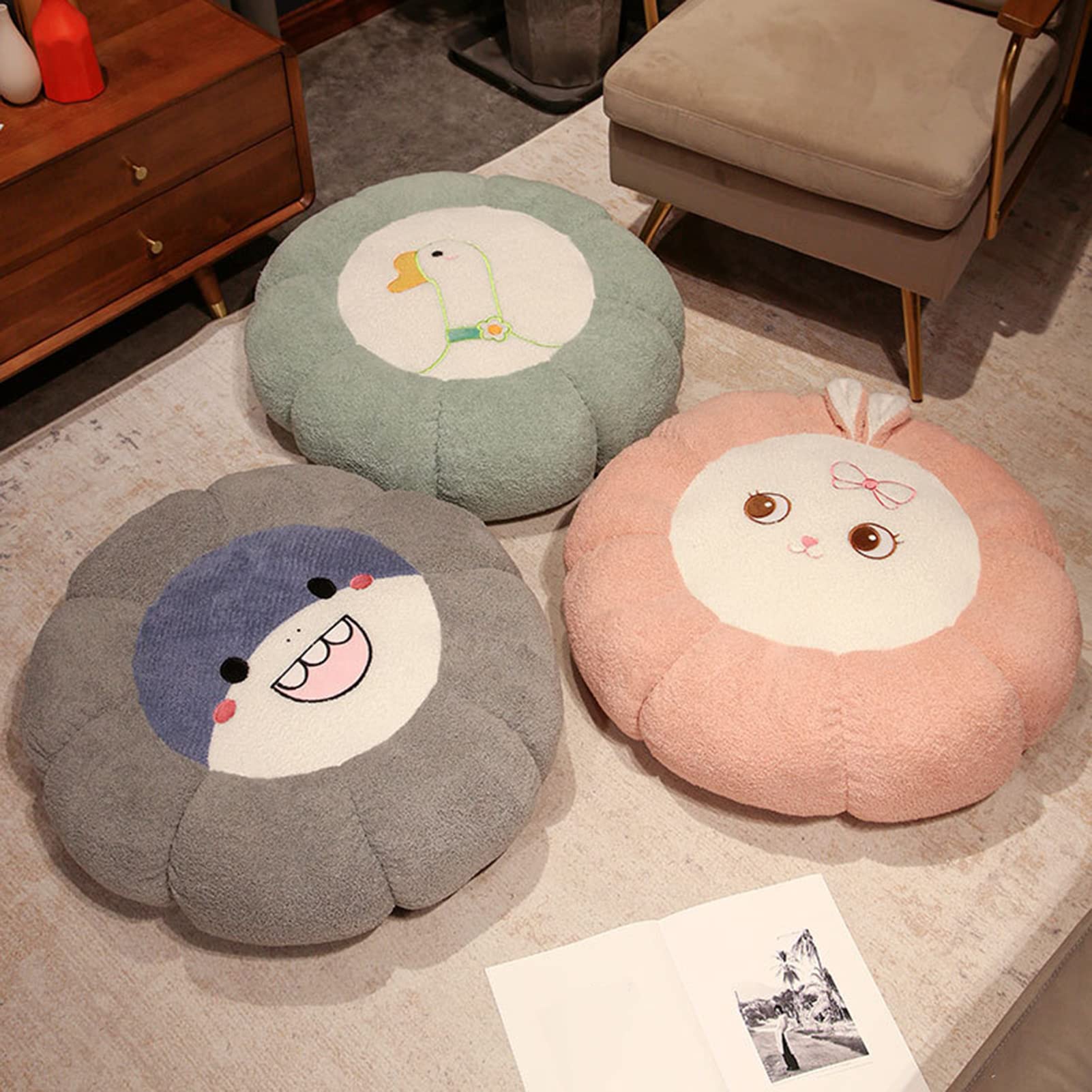 Seat Cushion, Chair Cushion Soft High Elastic Supportable PP Cotton Winter Plush Cute Animal Cushion Home Decoration for Car (17.72", Pink)