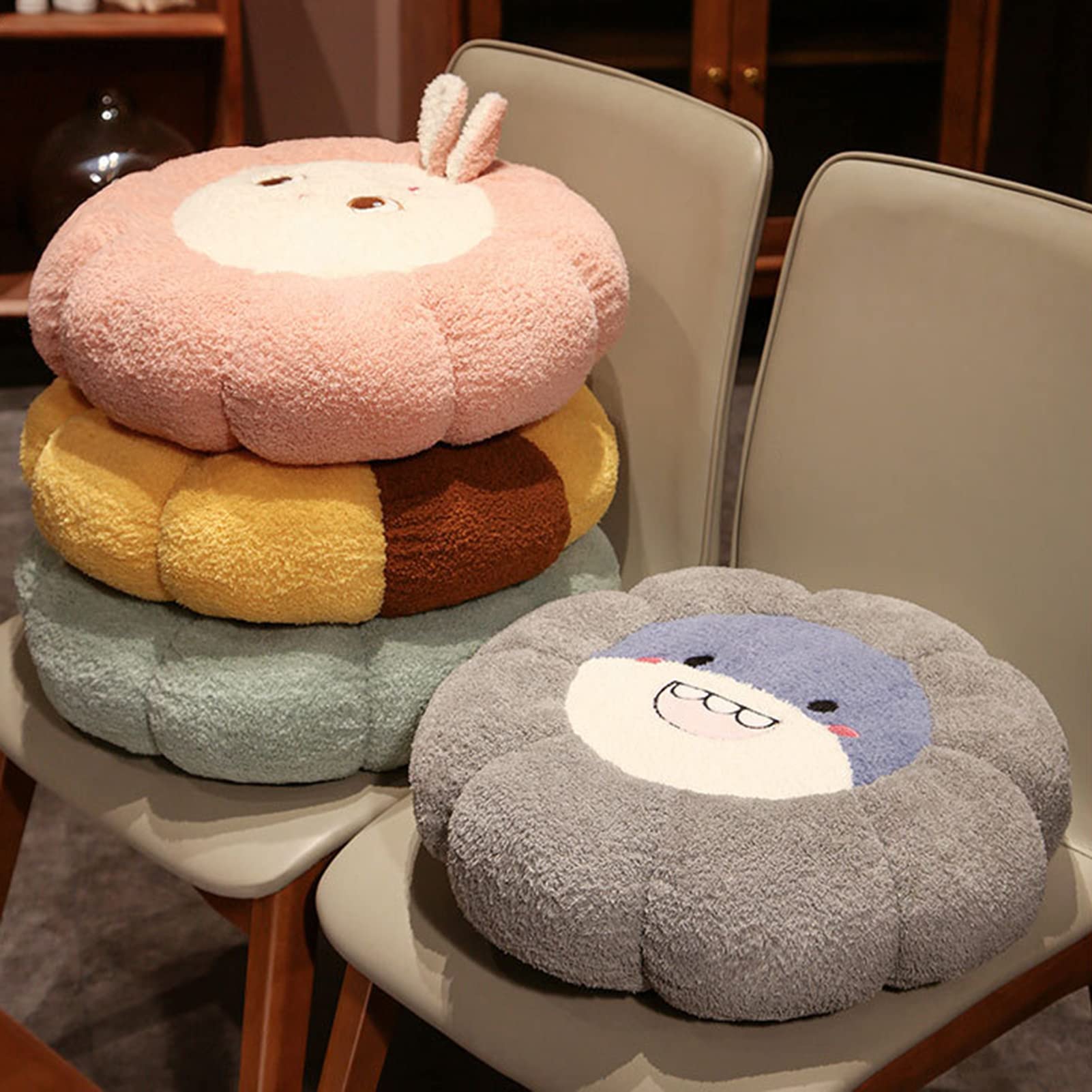 Seat Cushion, Chair Cushion Soft High Elastic Supportable PP Cotton Winter Plush Cute Animal Cushion Home Decoration for Car (17.72", Pink)