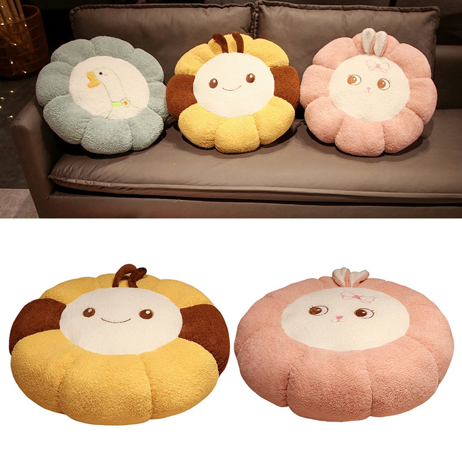 Seat Cushion, Chair Cushion Soft High Elastic Supportable PP Cotton Winter Plush Cute Animal Cushion Home Decoration for Car (17.72", Pink)