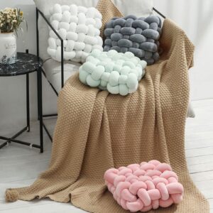 Meideli Cute Plush Seat Cushion Round Soft High Elastic Cute Knot Pillow for Dining Chair Tatami Floating Window Milky White M/15.75in