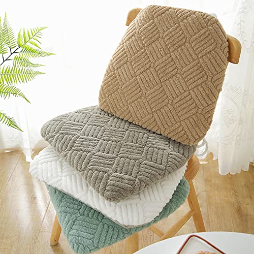 Plush Chair Pad,Kitchen Dining Chair Cushion Simple Seat Cushion with Washable Cover and Non Slip Ties,Soild Color Seat Pad for Living Room Office Balcony(40x43cm(16x17inch), Green a)