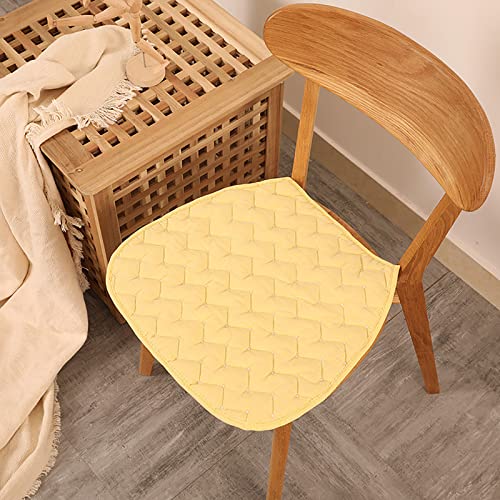 GZHOME Kitchen Chair Pads,U Shaped Cotton Chair Cushion Soft Cozy Seat Cushion with Non Slip Ties,Solid Color Seat Pad for Dining Chair,Machine Washable (50x50cm(20x20inch), Yellow a)