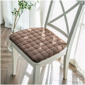 etulle 1/2/4 packs chair cushion solid color dining chair pad with ties, kitchen non-slip chair pad soft seat cushion with machine washable cover (color : coffee, size : set of 4)