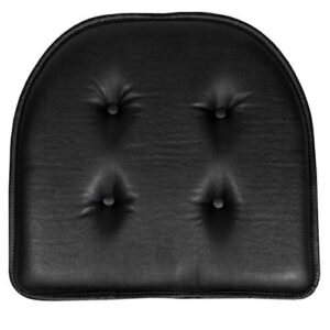 U-Shape Memory Foam Chair Pad Cushion No Slip Faux Leather 2 Pack Black