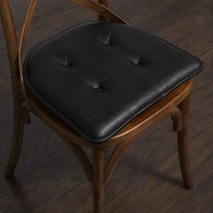 U-Shape Memory Foam Chair Pad Cushion No Slip Faux Leather 2 Pack Black