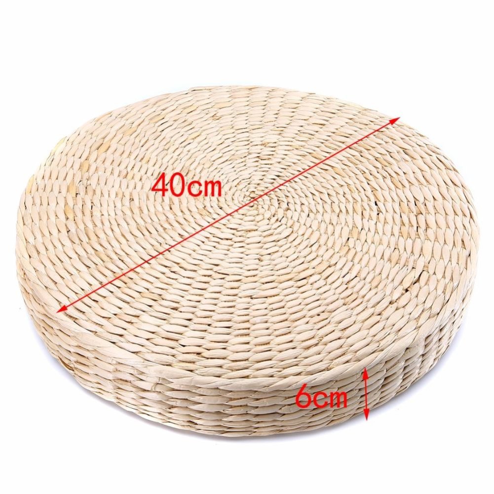 ZTGD Seat Cushion, Rattan Anti-Skidding Handmade Round Straw Weave Pillow Breathable Floor Yoga Zen Chair Seat Mat Cushion Pad