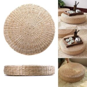 ZTGD Seat Cushion, Rattan Anti-Skidding Handmade Round Straw Weave Pillow Breathable Floor Yoga Zen Chair Seat Mat Cushion Pad