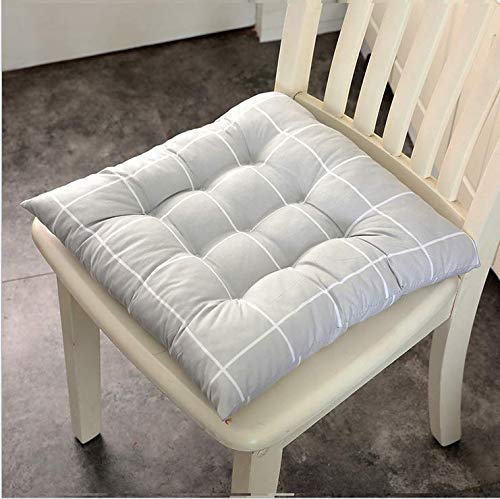 Chair Cushions for The Dining Room Set of 6 Chair Cushions with Non-Slip Soft seat Cushions for Office Chairs Kitchen Chair-Cotton Filled Square Chair Cushions 40 cm x 40 cm (Gray) WEI