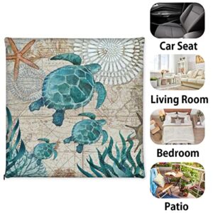 Watercolor Turtle Sea Ocean Seat Cushion, Memory Foam Chair Cushion 16x16inch with Washable Cover Soft Indoor Seat Cushions Pillow Square Chair Pad for Dining Office Chair, Car, Patio