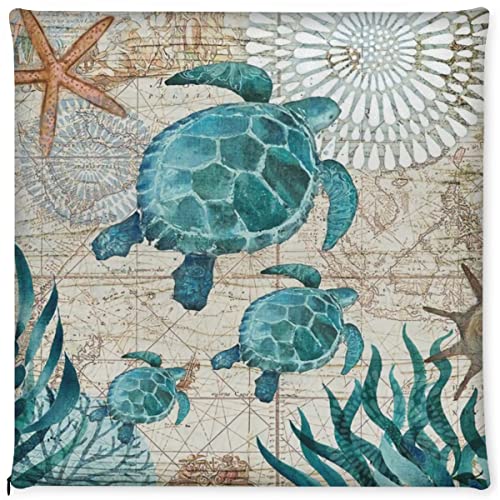 Watercolor Turtle Sea Ocean Seat Cushion, Memory Foam Chair Cushion 16x16inch with Washable Cover Soft Indoor Seat Cushions Pillow Square Chair Pad for Dining Office Chair, Car, Patio