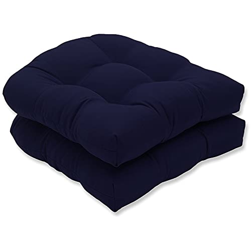 QIQIQ Cotton U-Shaped Soft Seat Chair Cushions Indoor Outdoor Wicker Seat Home Garden Patio 2 Pack, Navy, 48x48cm (19x19in)