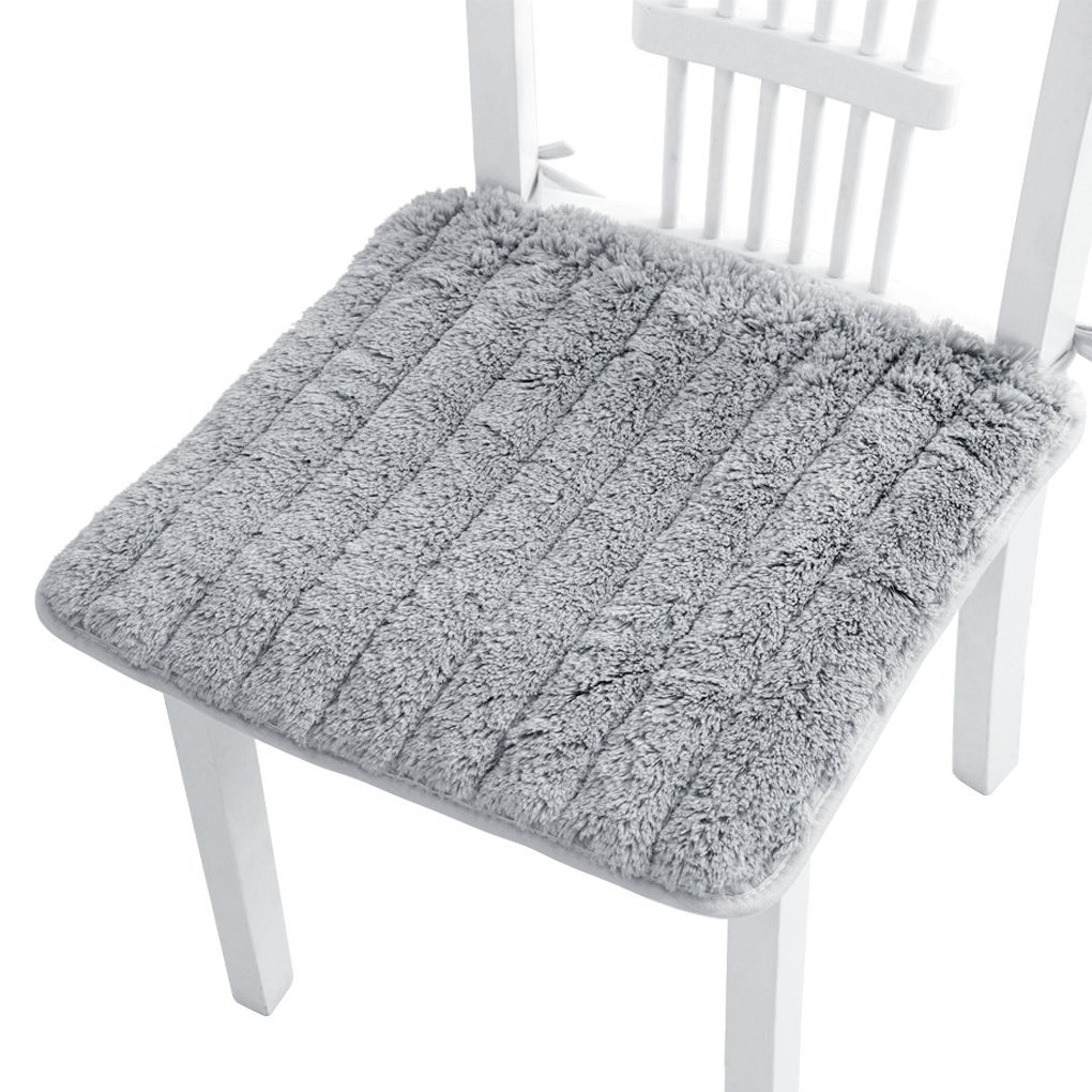 BXT Super Soft Faux Fur Chair Cushion with Ties Square Seat Pad Sofa Cover Non-Slip Backing Seat Cushion Rugs Carpet for Home Kitchen Office Dorm