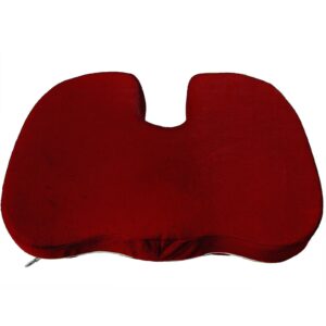 Bookishbunny Set of 2: Seat Cushion Coccyx Orthopedic Memory Foam Lumbar Support Pillow for Sciatica Pain Relief and Lower Back Pain Relief (Burgundy)