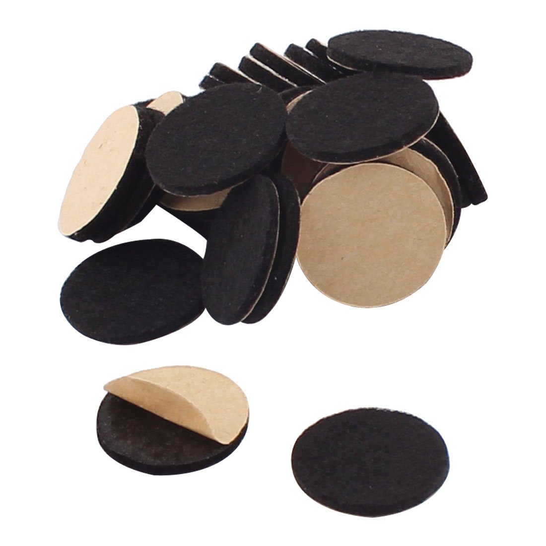 uxcell Furniture Pads Round 20mm 30pcs Self-Stick Non-Slip Anti-Scratch Felt Pads Floors Protector Black