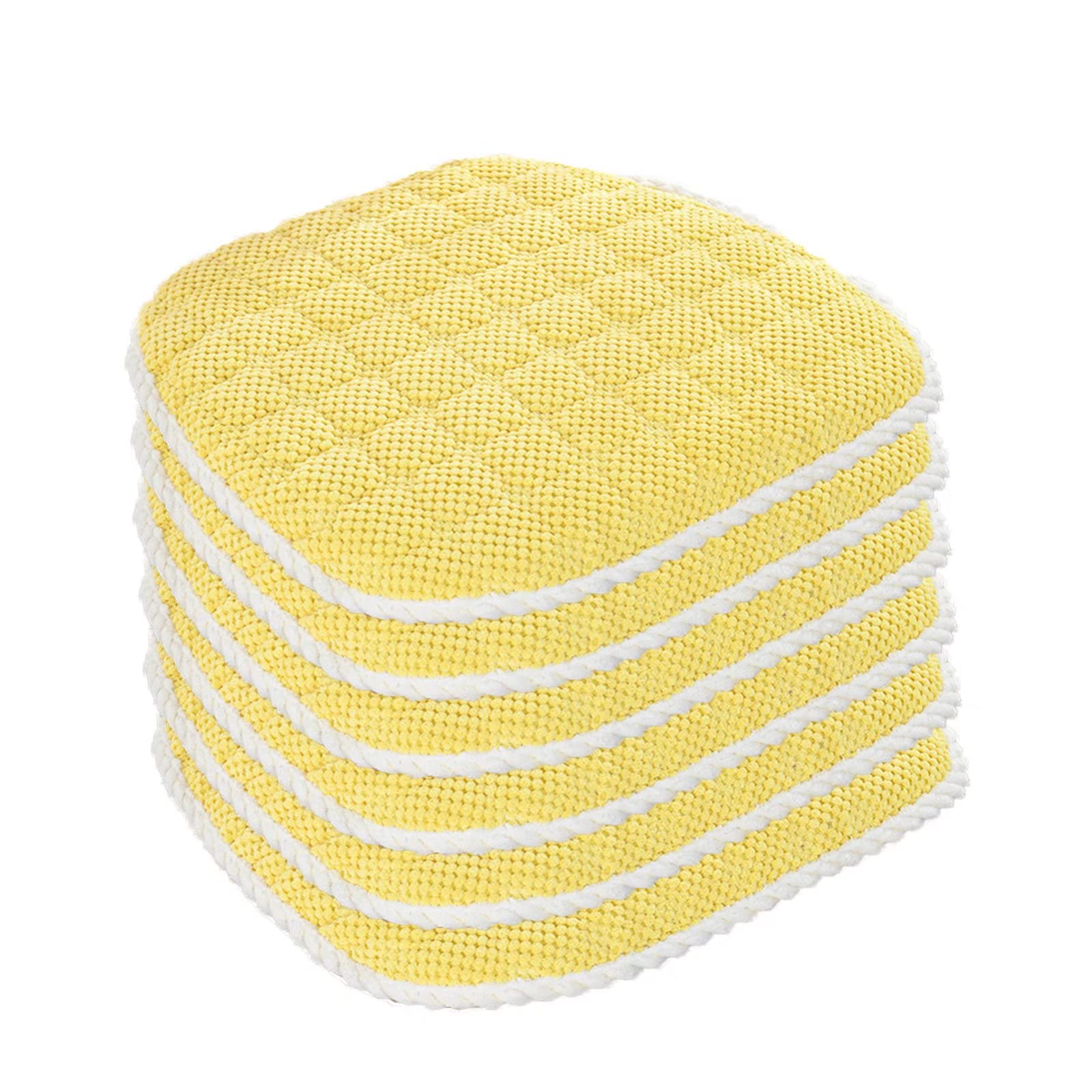 Dining Chair Cushions Set of 6 with Ties Seat Cushions for Kitchen Chairs 6 Pack 16x23 Chair Cushions for Dining Room Non-Slip Washable Removable Kitchen Seat Pads Yellow