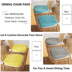 Dining Chair Cushions Set of 6 with Ties Seat Cushions for Kitchen Chairs 6 Pack 16x23 Chair Cushions for Dining Room Non-Slip Washable Removable Kitchen Seat Pads Yellow