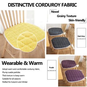 Dining Chair Cushions Set of 6 with Ties Seat Cushions for Kitchen Chairs 6 Pack 16x23 Chair Cushions for Dining Room Non-Slip Washable Removable Kitchen Seat Pads Yellow