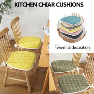 Dining Chair Cushions Set of 6 with Ties Seat Cushions for Kitchen Chairs 6 Pack 16x23 Chair Cushions for Dining Room Non-Slip Washable Removable Kitchen Seat Pads Yellow