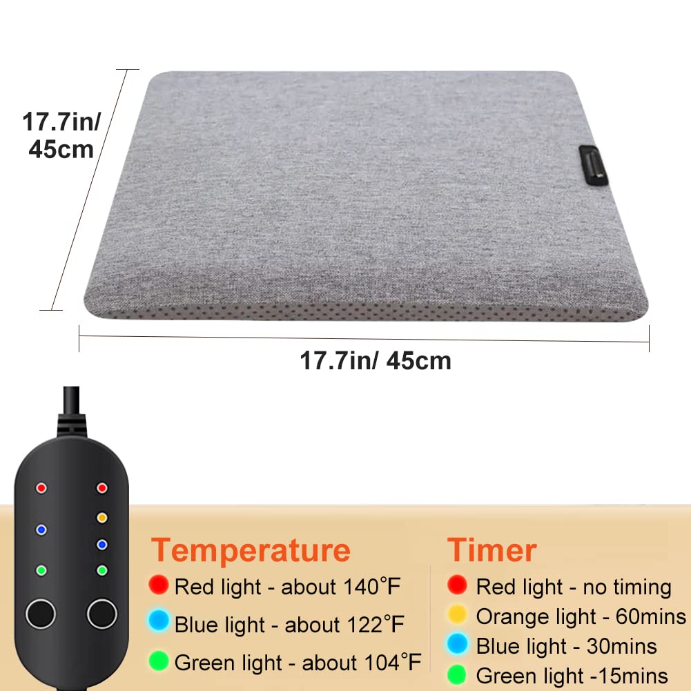 Heated Seat Cushion for Chairs, Electric Heating Seat Cover Memory Foam Portable Heating Pad for Cold Days, Promote Circulation, 3 Temperature Levels & 3 Timer Settings, 17.7In * 17.7In