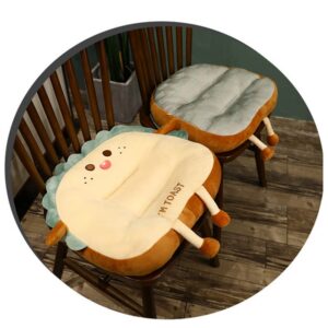 JOSON Cartoon Double-Sided Chair Cushion Toast Travel Pillow, Soft and Lovely Plush Toast Cushion, Suitable for Cars, Sofas, Balconies, Offices and Families (Happy)