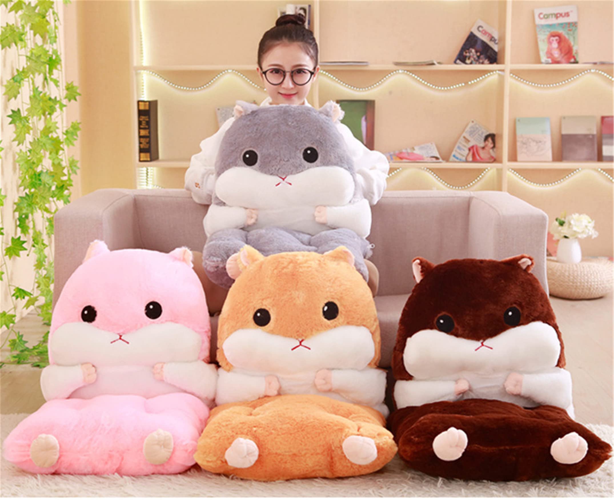 YILANLAN Cute Hamster Chair Cushion Floor Cushion Cartoon Animal Cushion car Cushion Office Cushion (45cm*45cm*40cm, Orange)