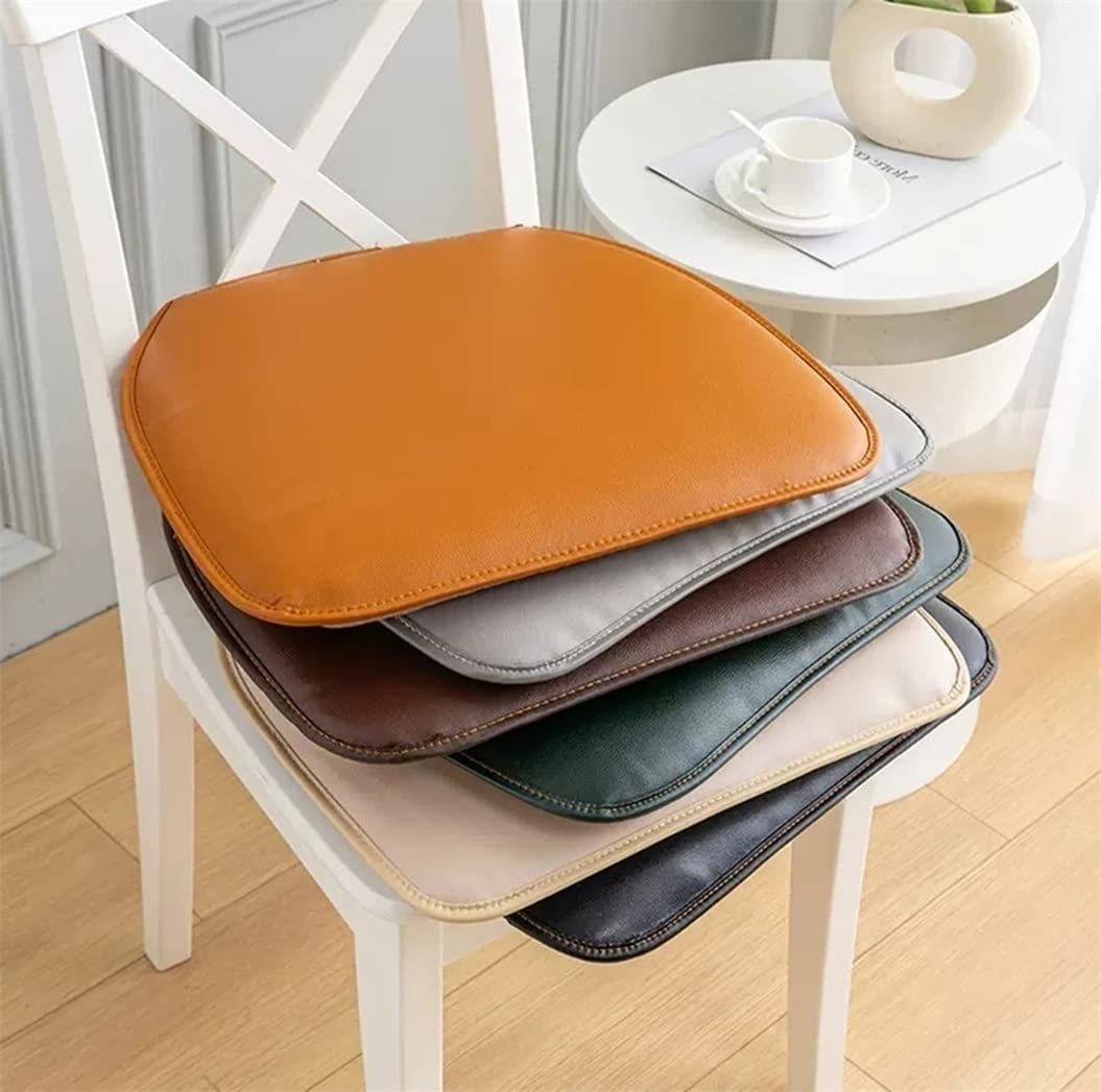 1/2/4 Packs Leather Horseshoe Chair Cushion Durable Soft Seat Cushion, Non-Slip Dining Kitchen Pad Pillow with Ties Machine Washable Cover ( Color : B-Dark Brown , Size Set of 4 ),