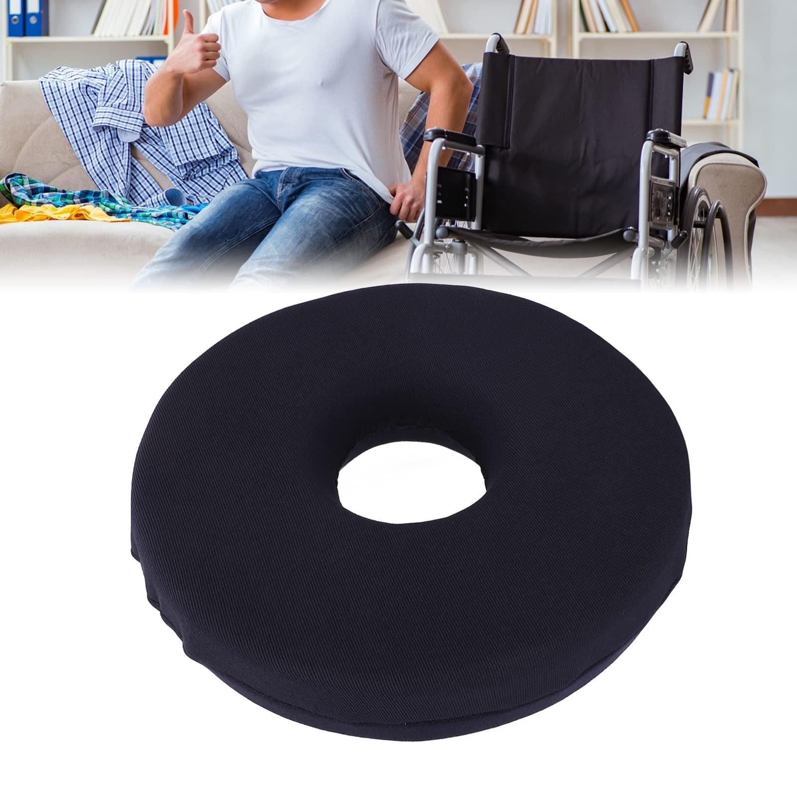 Bed Sore Donut Pillow,25cm Butt Sitting Cushion, Donut Pillow Wheelchair Nursing Bed Sore Pad for Bedridden Patient Elderly Black