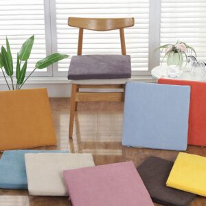 Happiness Decoration Chair Cushions for Dining Chairs Reversible Corduroy Chair Pads with Ties Soft Nonslip Seat Cushions Machine Washable Kitchen Square Chair Pads,18 x 18 Inch (Beige)