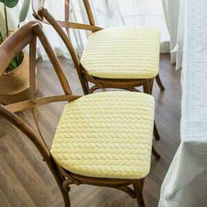 2 pack chair cushions for dining chairs rubber back u-shaped chair pads with ties soft plush nonslip seat cushions machine washable kitchen chair pads,17" x 16" (yellow)