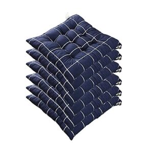 dining room chair cushions set of 6 chair cushions with soft non-slip office chair cushions for kitchen chairs - square cotton padded chair cushions 40cm x 40cm (blue) wei