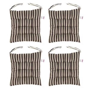 scorpiuse 4 pack chair pads 15.7"x 15.7" striped style soft seat cushions for dining kitchen living room office chair den (coffee)