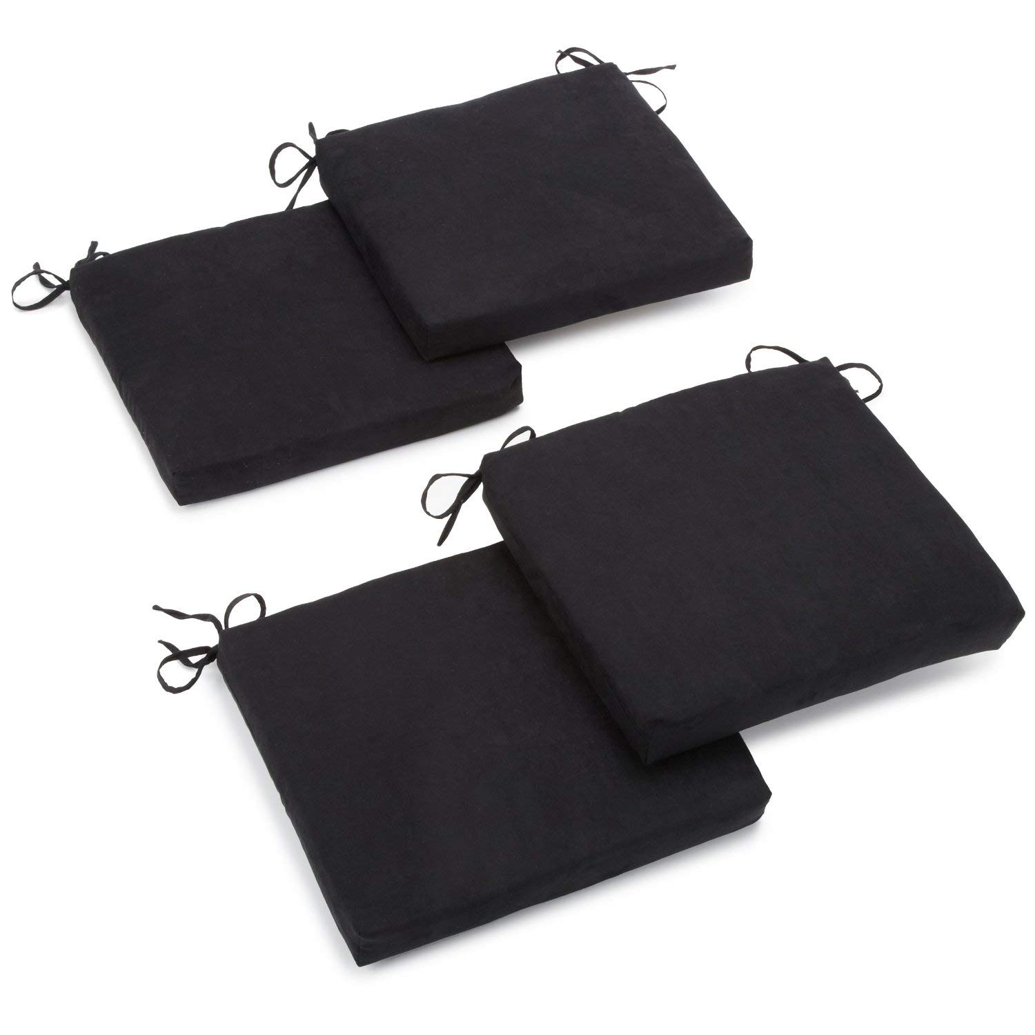 Blazing Needles, L.P. Indoor Microsuede Chair Cushion, 20" x 19", Black, 4 Count