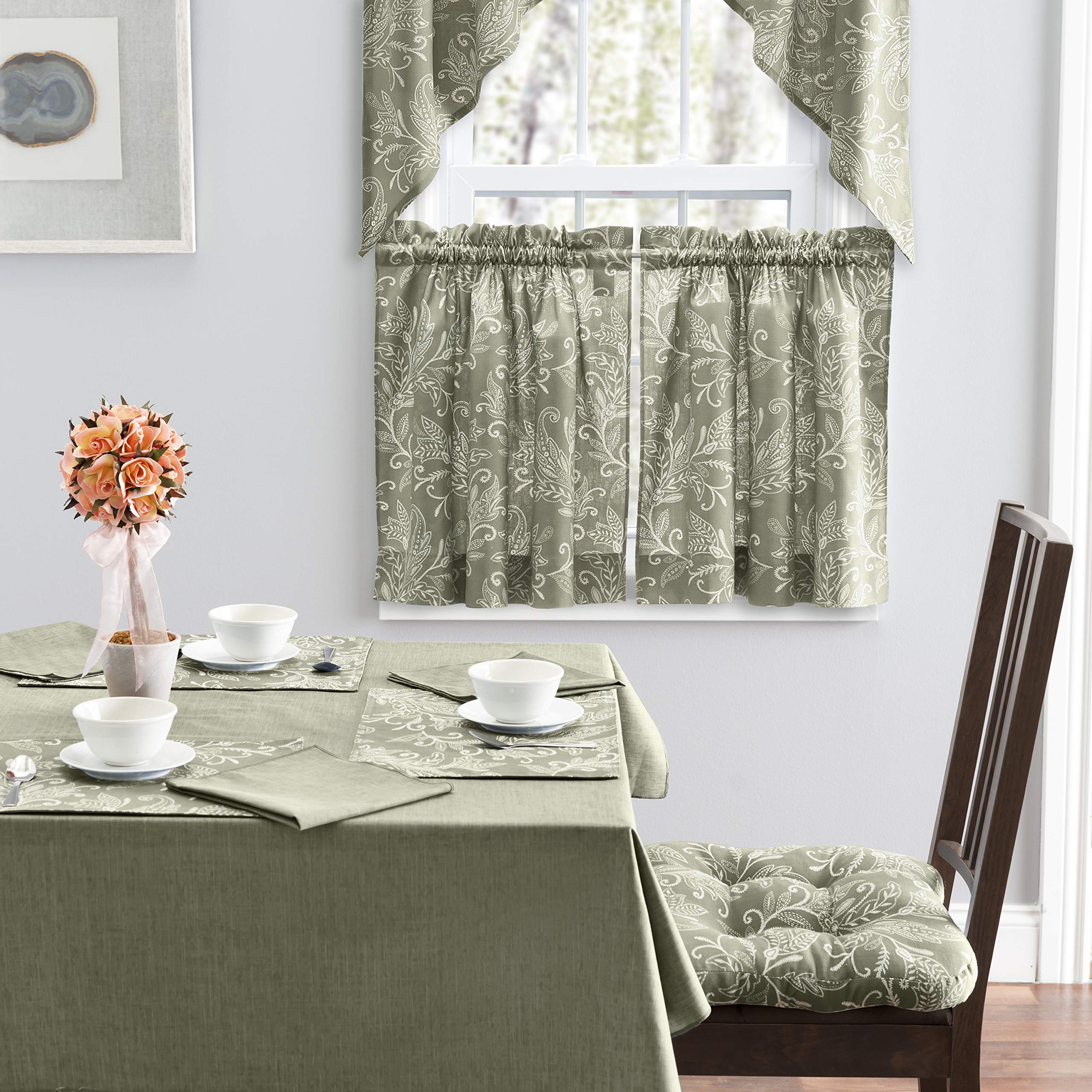 Ellis Curtain Lexington Leaf Chair Pad, Sage