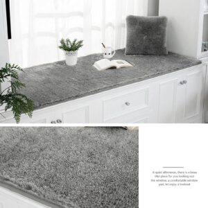 Fluffy Window Bench Cushion Pad,Thicken Plush Bay Window Seat Cushions Soft Tatami Pads,Not-Slip Floor Mat,Home Decor Rug Bench Cushion-Grey 60x180cm(24x71inch)