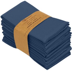 ruvanti cloth napkins set of 12, 18x18 inches napkins cloth washable, soft, durable, absorbent, cotton blend. table dinner napkins cloth for hotel, lunch, restaurant, weddings, parties - navy blue