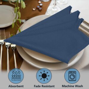 Ruvanti Cloth Napkins Set of 12, 18x18 Inches Napkins Cloth Washable, Soft, Durable, Absorbent, Cotton Blend. Table Dinner Napkins Cloth for Hotel, Lunch, Restaurant, Weddings, Parties - Navy Blue