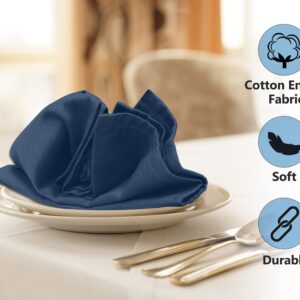 Ruvanti Cloth Napkins Set of 12, 18x18 Inches Napkins Cloth Washable, Soft, Durable, Absorbent, Cotton Blend. Table Dinner Napkins Cloth for Hotel, Lunch, Restaurant, Weddings, Parties - Navy Blue